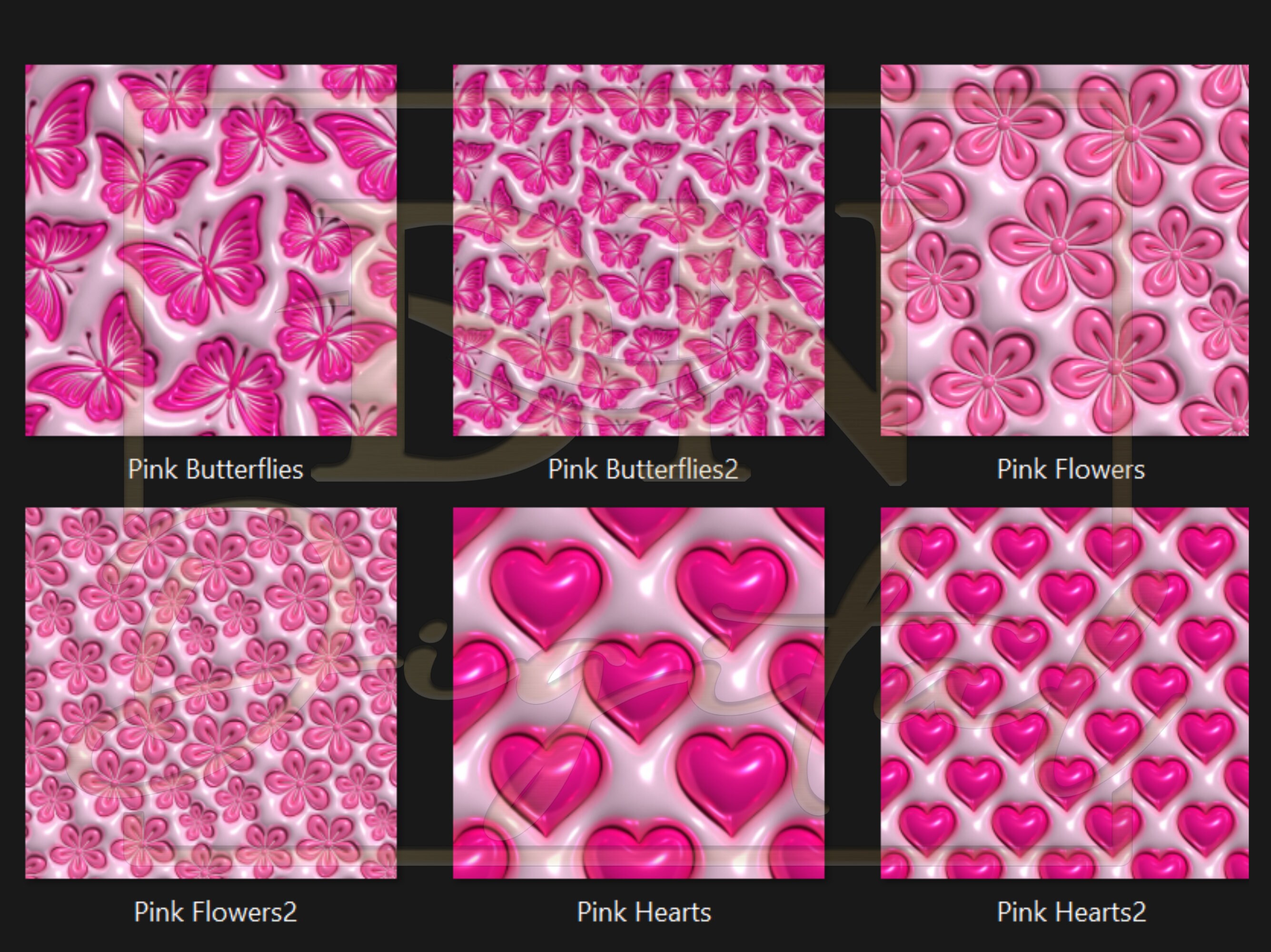Pink 3D Inflated Seamless Patterns Collection Bubble Puffy - Etsy