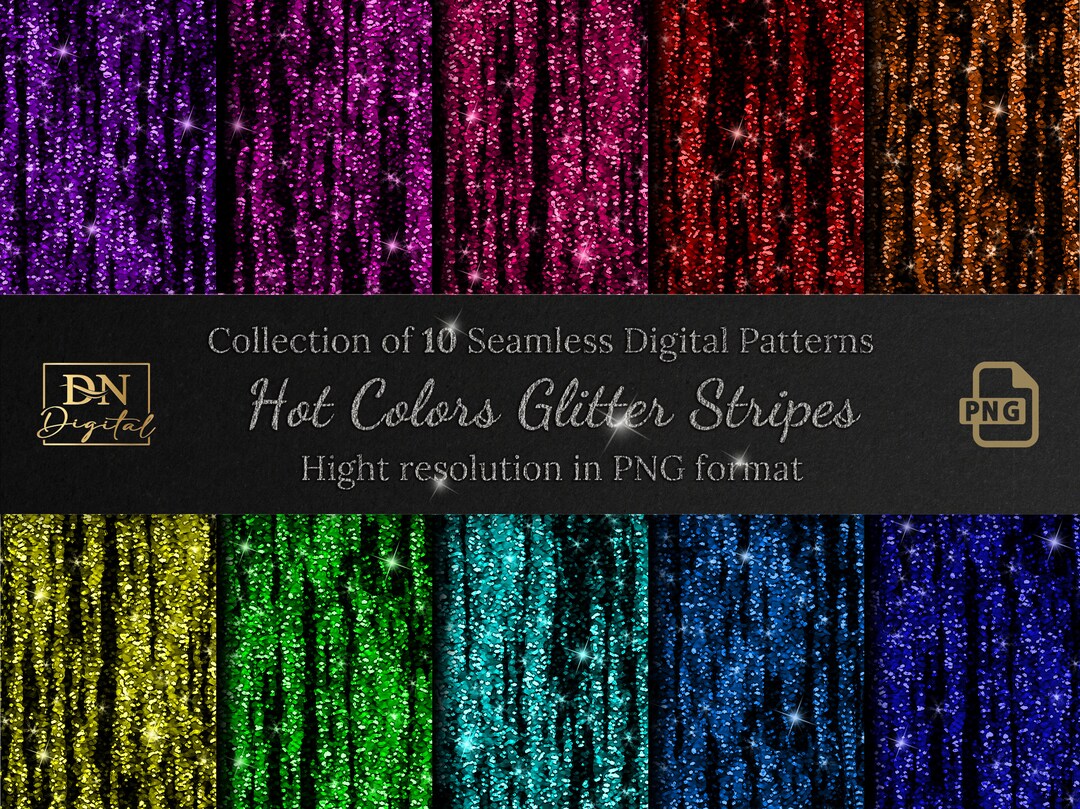 Hot Colors Sparkling Glitter Stripes Seamless Digital Patterns ...