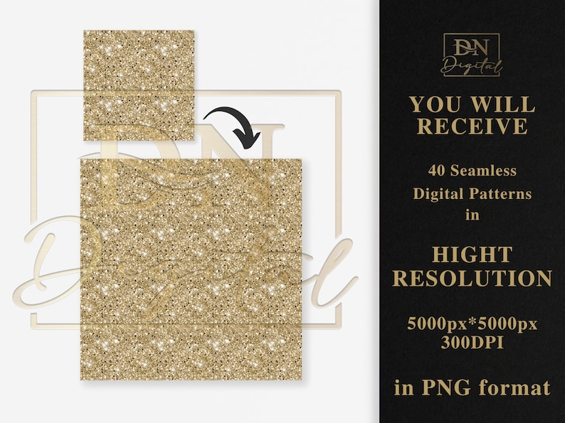40 Sparkling Gold Glitter Seamless Digital Patterns Collection ...