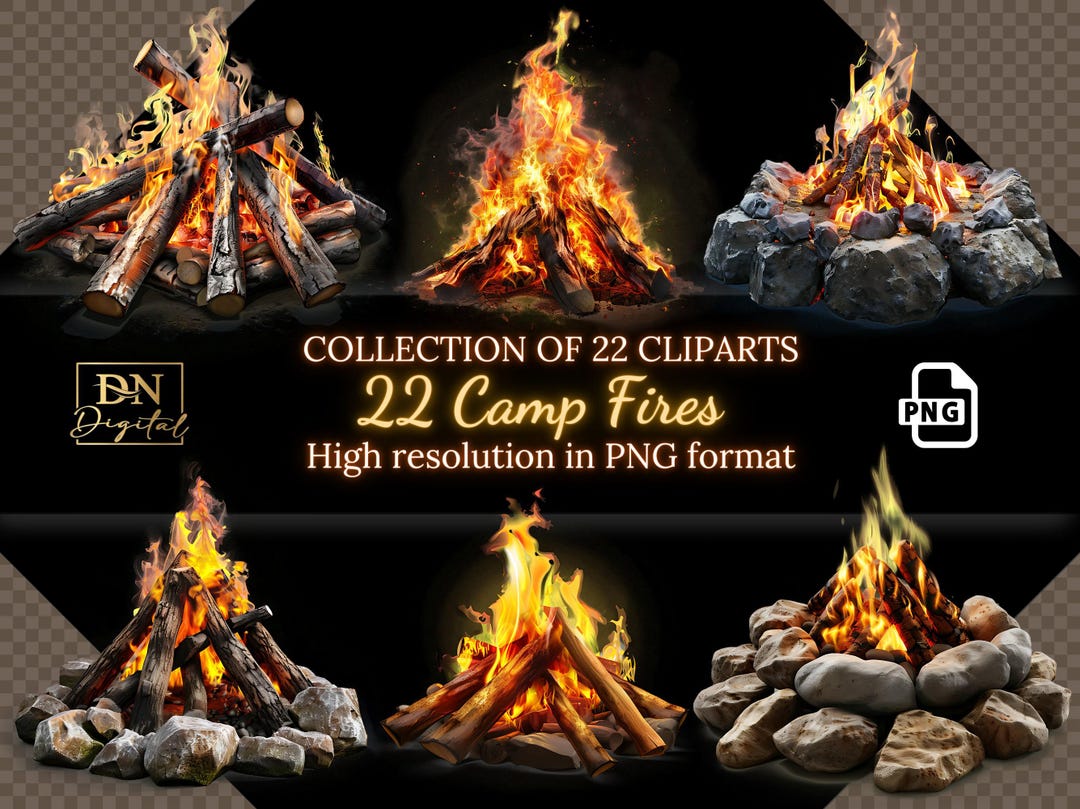 22 Camp Fire Clipart Collection • Vibrant Fire Flames for Intense and ...