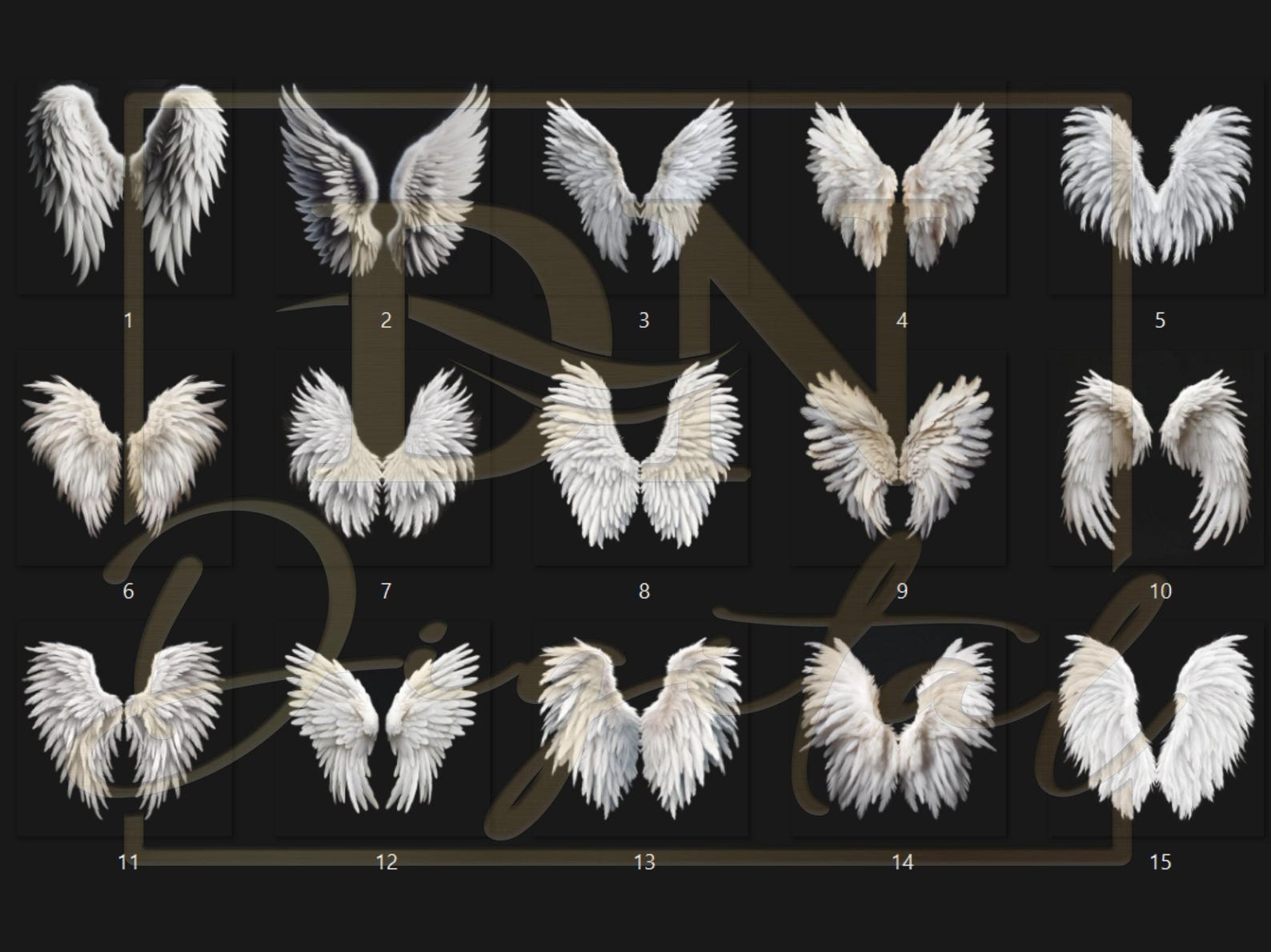 30 Feather Angel Wings Photo Overlays/clipart Collection •photoshop ...