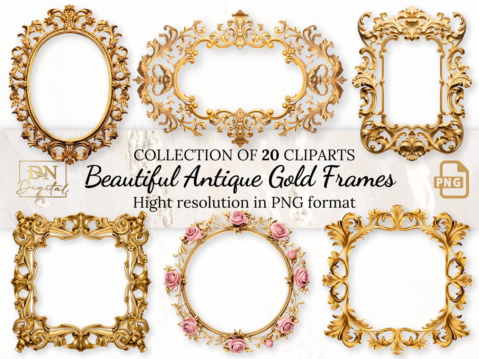20 Beautiful Antique Gold Frames Clipart Collection With Free ...