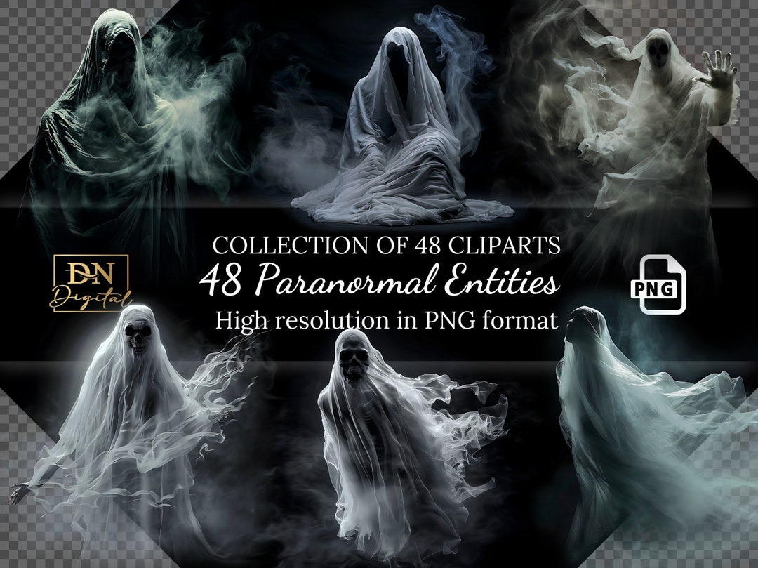 48 Paranormal Entities Overlays Clipart Collection • Spooky Graphics ...