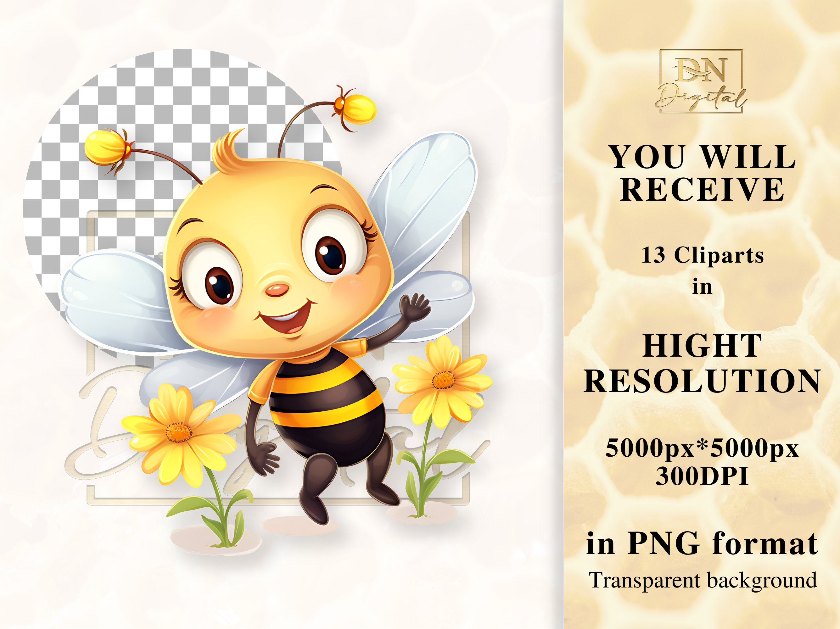 Cute Little Honey Bee Clipart Collection Adorable Bee - Etsy