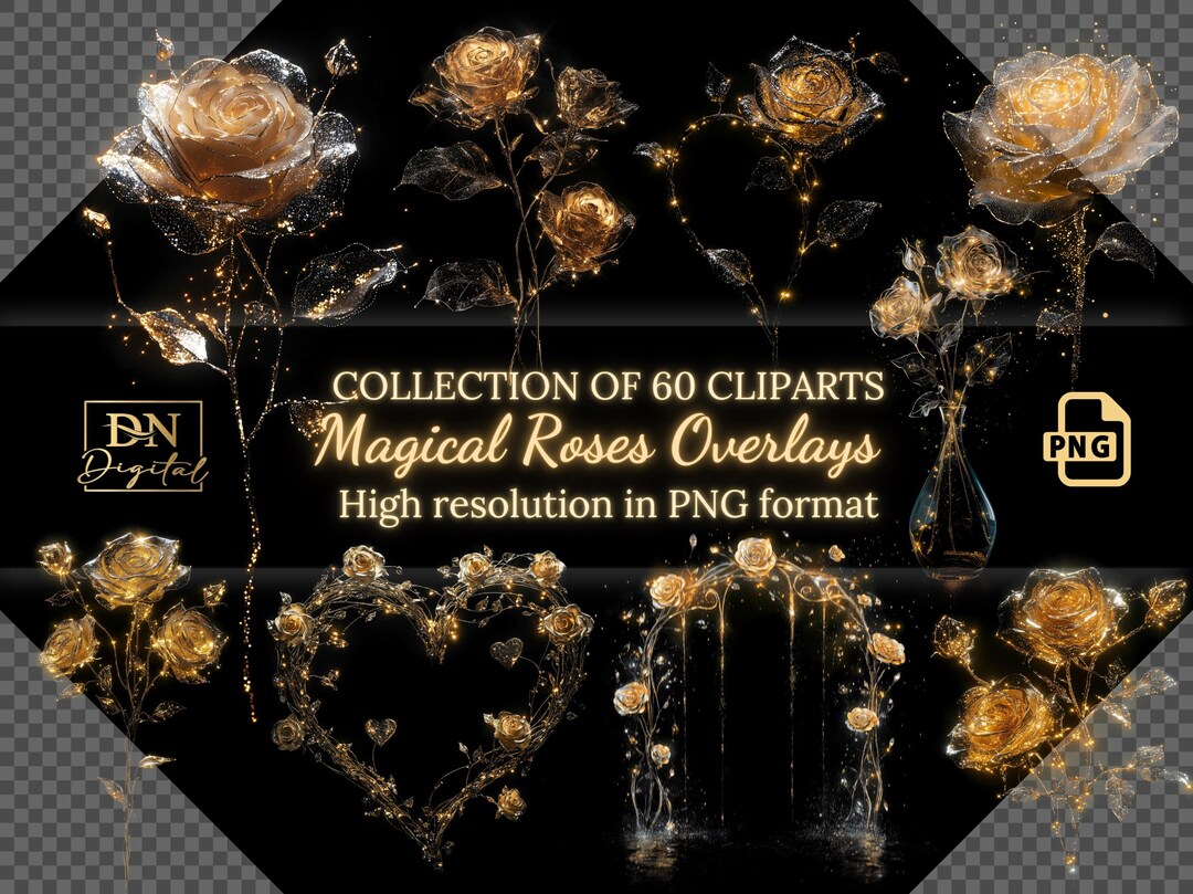 60 Magical Roses Overlays Collection • High Resolution PNG Cliparts ...