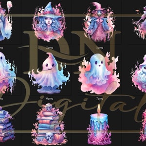 36 Pastel Halloween Clipart Collection 2 Enchanting Watercolor Soft ...