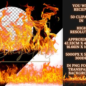 50 Fire Flames Overlays/clipart Collection Vibrant Fire Flames for ...