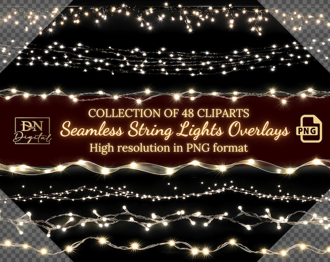 Christmas Lights String SVG Bundle | Christmas Lights in Black Outline ...