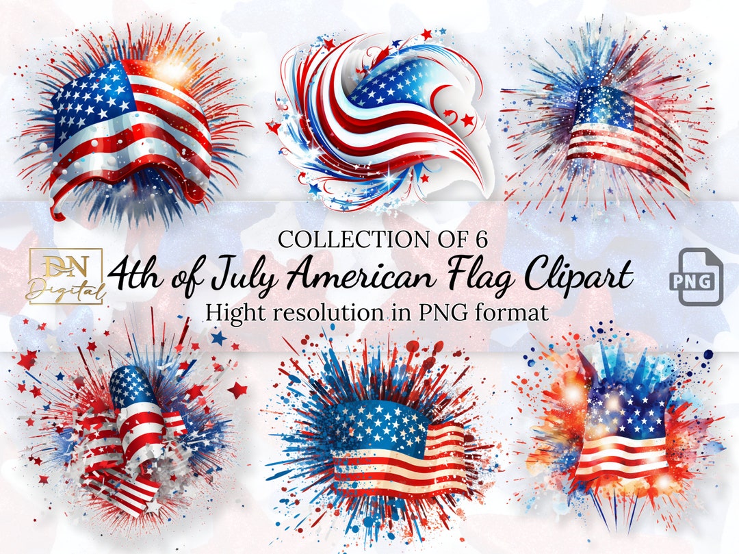 4th of July American Flag Clipart Collection With Free Commercial ...