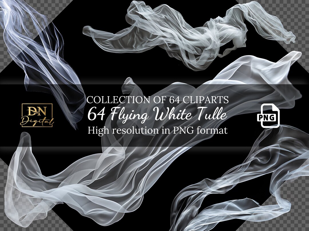 64 Flying White Tulle Overlays Clipart Collection flying Veil Graphics ...