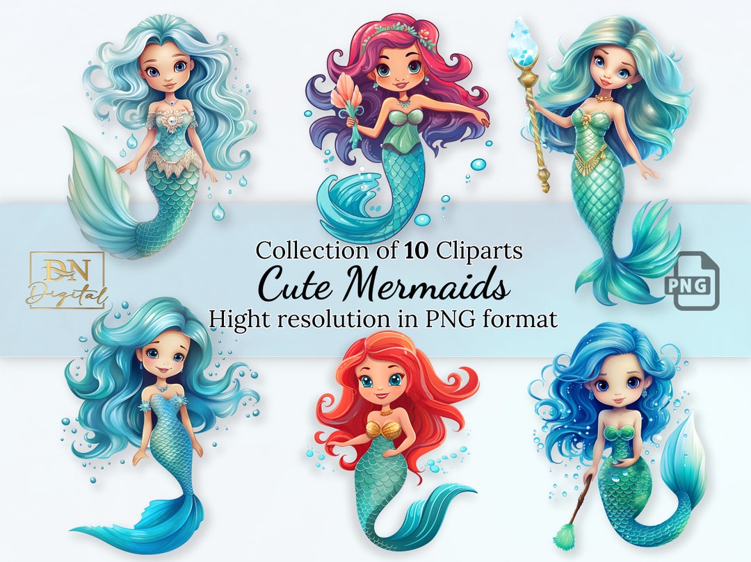Cute Mermaid Clipart Collection • PNG With Transparent Background ...
