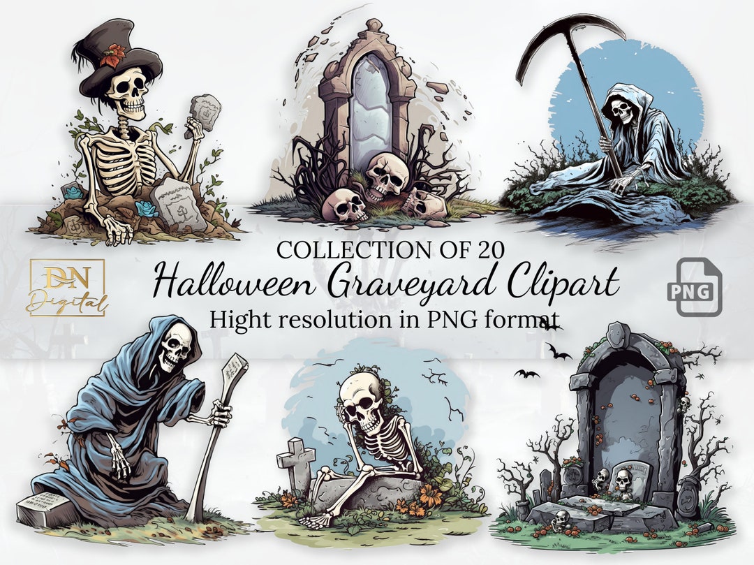 20 Halloween Graveyard Clipart Collection Halloween PNG Illustration ...