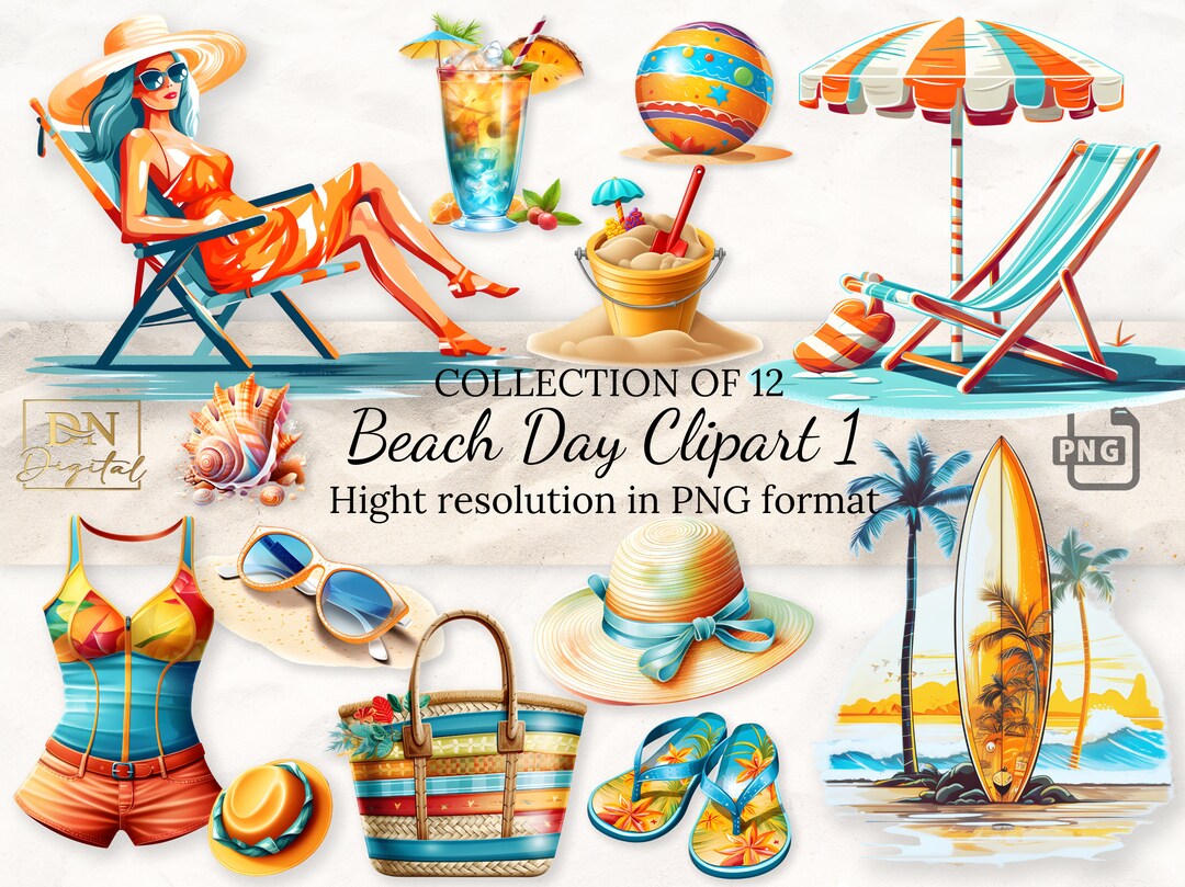 Beach Day Clipart Collection With Free Commercial License Beach Day ...