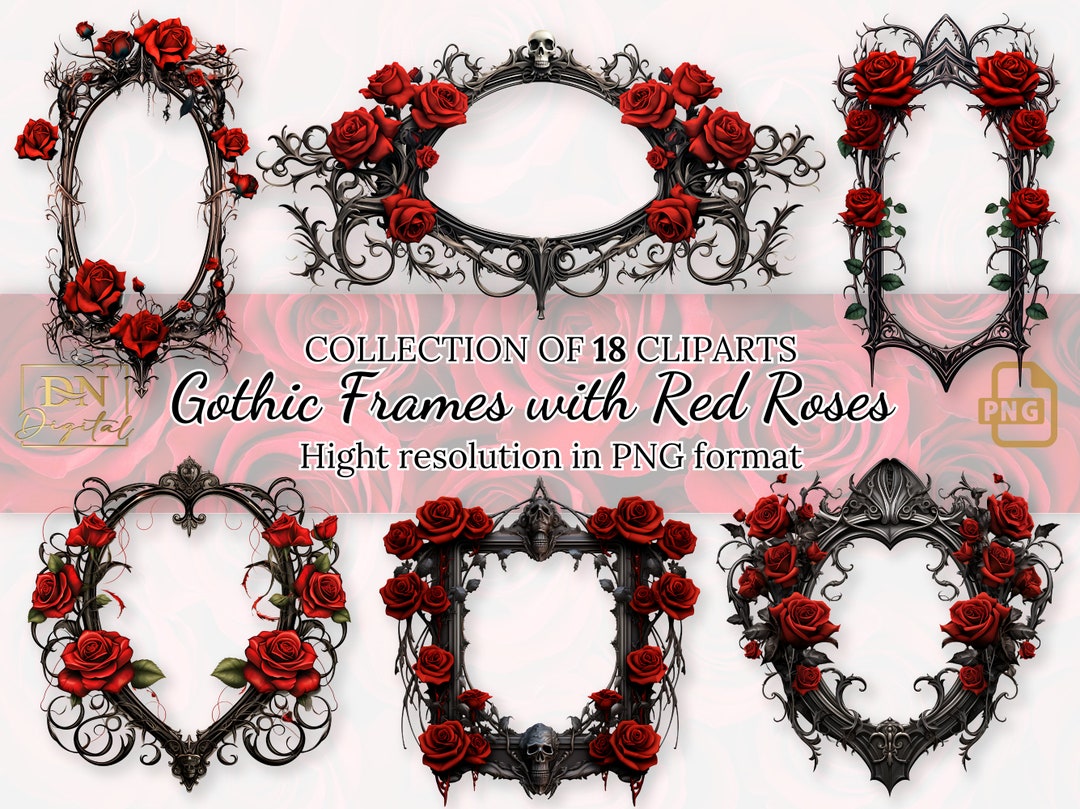 Gothic Frames With Red Roses Clipart Collection With Free Commercial ...