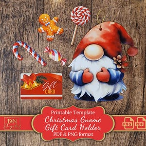 Christmas Gnome Gift Card Holder Template 2 • Handmade Christmas Card ...