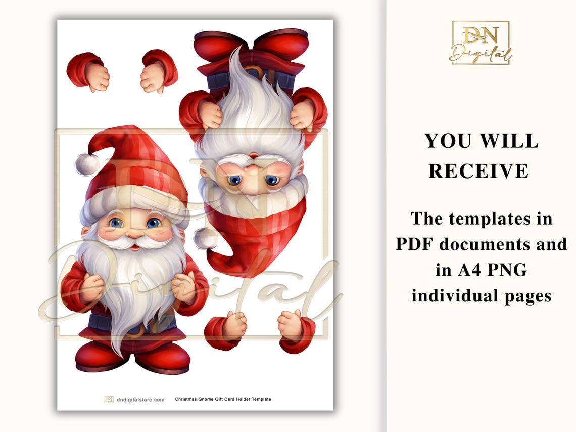 Christmas Gnome Gift Card Holder Template • Handmade Christmas Card ...