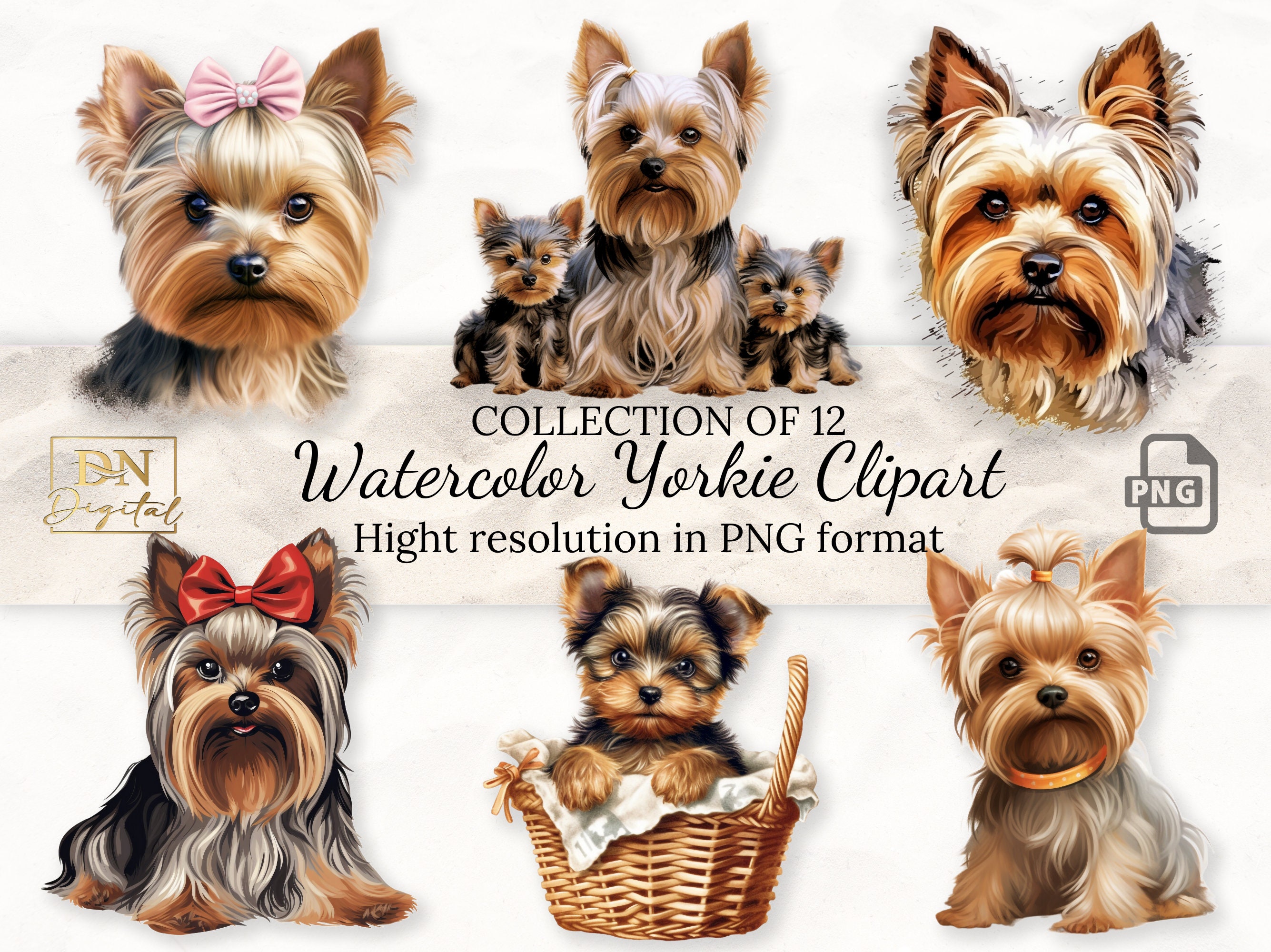 Watercolor Yorkshire Terrier Clipart Watercolor Yorkie Puppy - Etsy