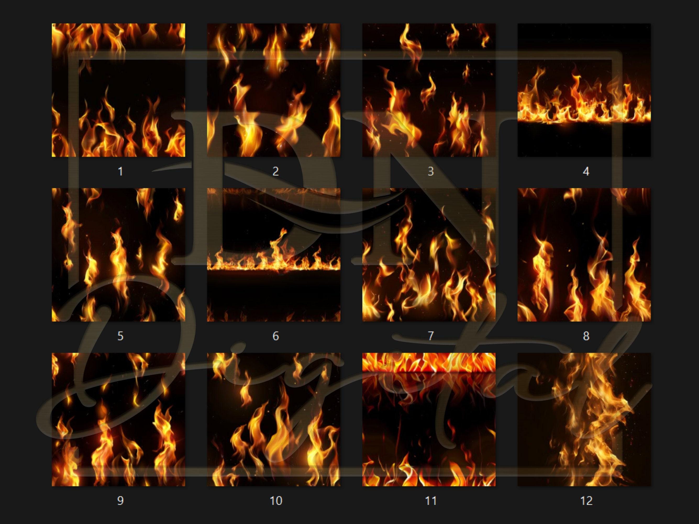 21 Fire Flames Seamless Pattern Collection • Vibrant Fire Flames for ...