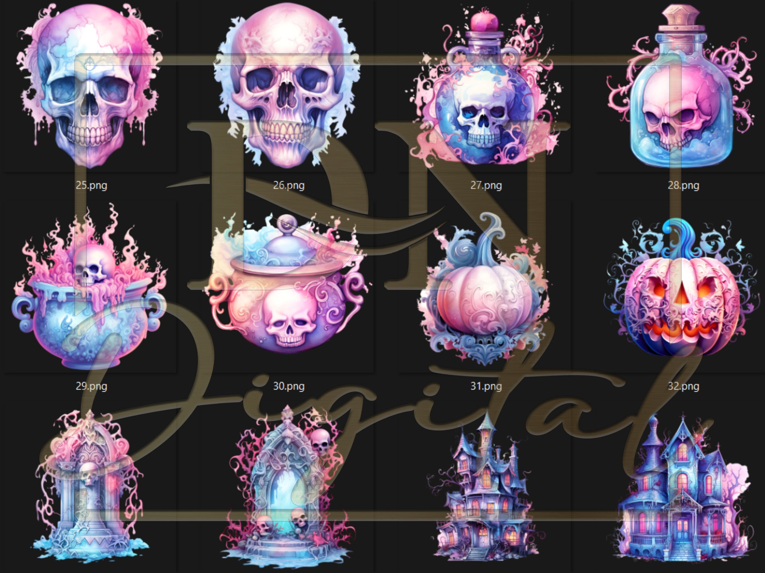 36 Pastel Halloween Clipart Collection 2 Enchanting - Etsy