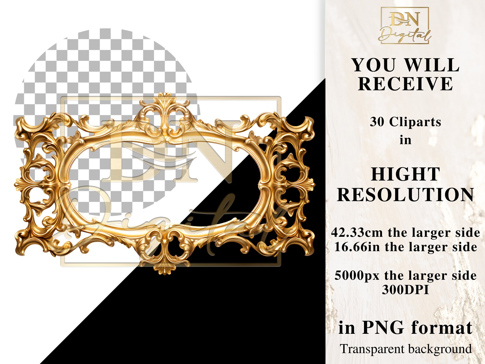 20 Beautiful Antique Gold Frames Clipart Collection With Free - Etsy