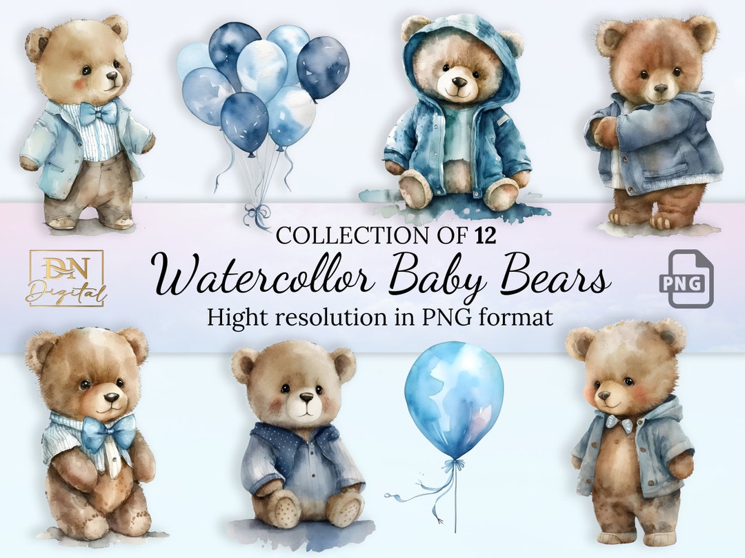 Cute Blue Baby Bears Clipart • Beautiful Teddy Bear Clipart for Baby ...