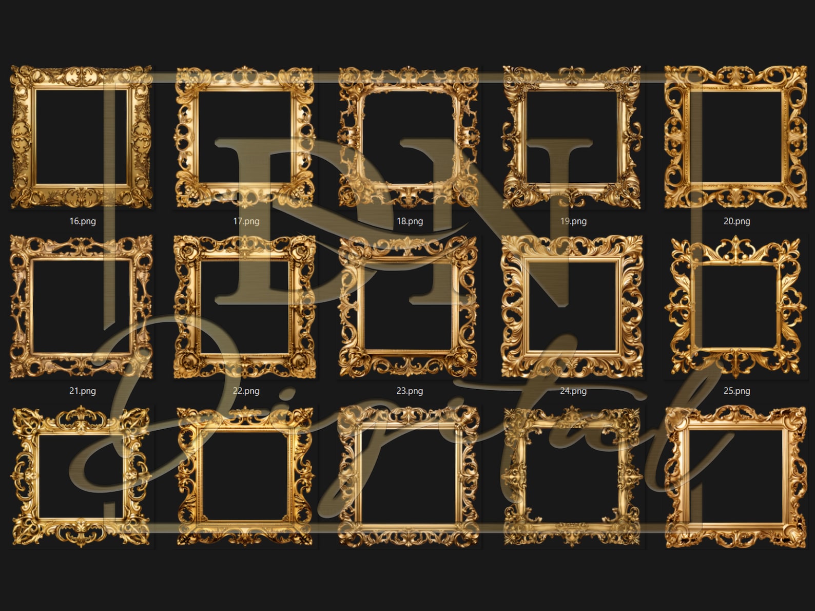 Antique Square Gold Frames Clipart Collection With Free - Etsy