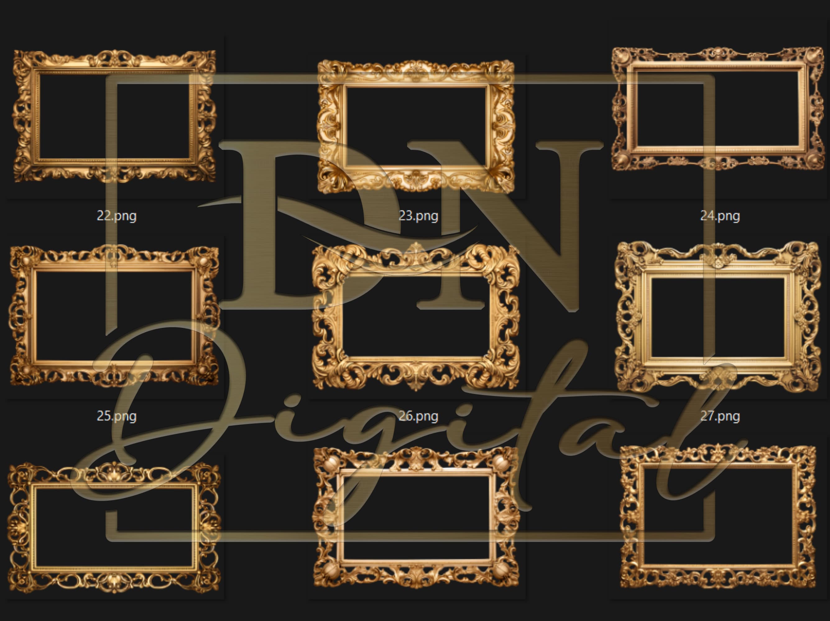 Antique Rectangular Gold Frames Clipart Collection With Free - Etsy