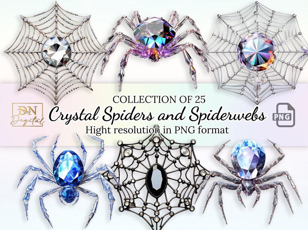 Crystal Spiders and Spiderwebs Clipart Collection • Captivating Web ...