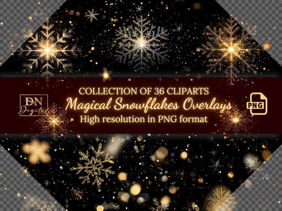 36 Magical Snowflakes Overlays • Sparkling Snow Flakes Clipart ...