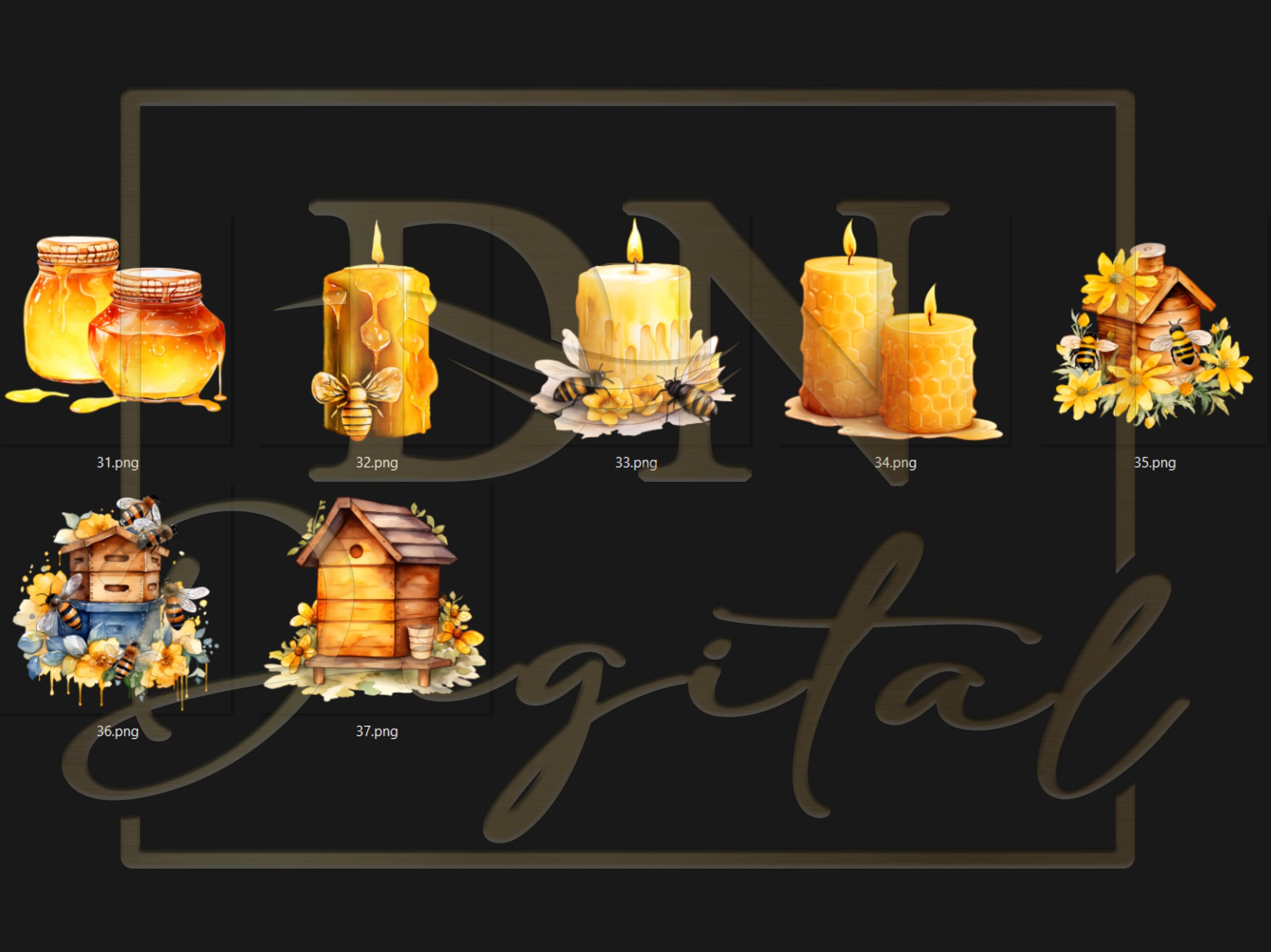 Watercolor Honey Bees Clipart Collection Beautiful Bee - Etsy