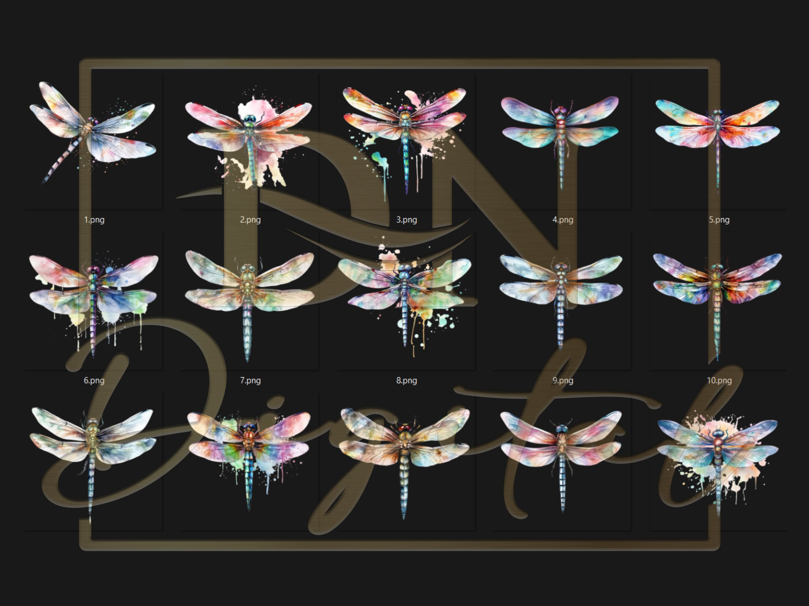 Watercolor Dragon-fly Clipart Collection Watercolor - Etsy