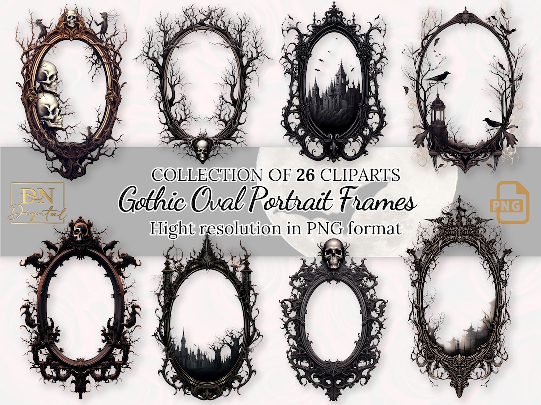Gothic Oval Portrait Frames Clipart Collection With Free Commercial ...