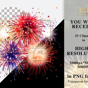 Sparkling Fireworks Clipart Collection With Free Commercial License ...