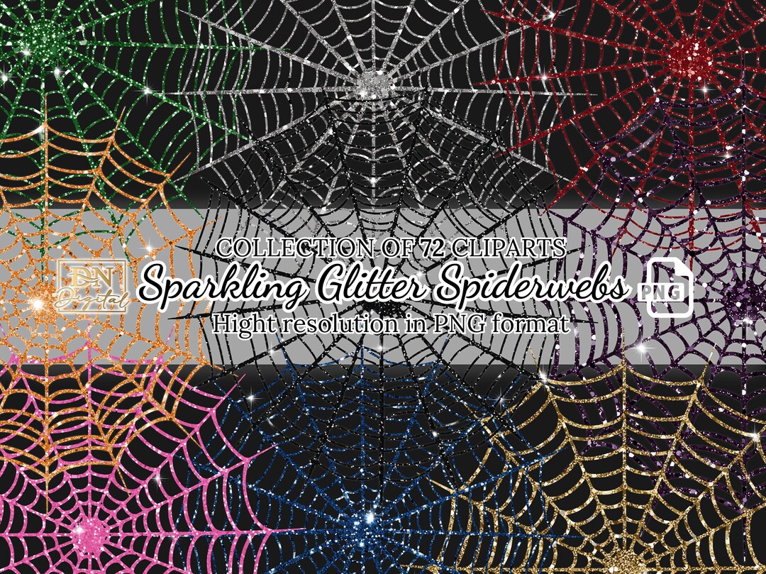 72 Sparkling Glitter Spiderwebs Clipart Collection for Magical Craft ...