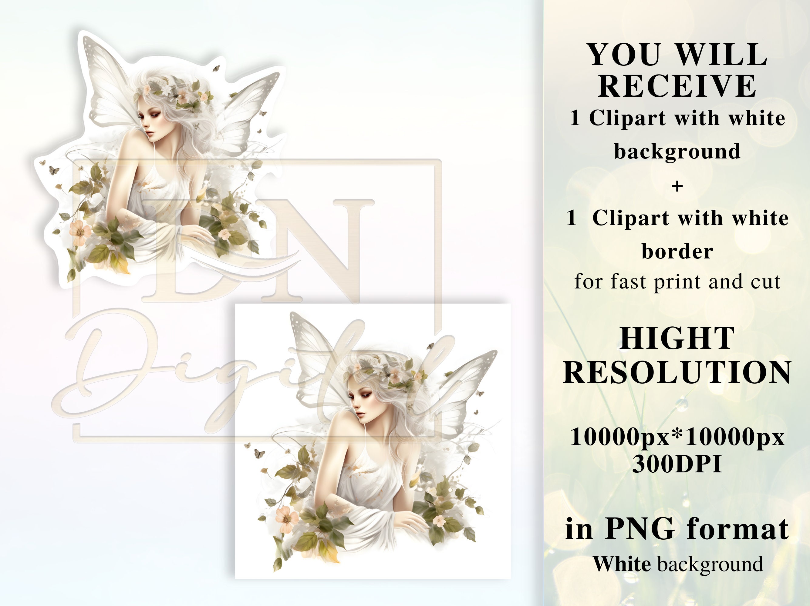 Hight Resolution White Fairy Clipart Beautiful Mystical - Etsy
