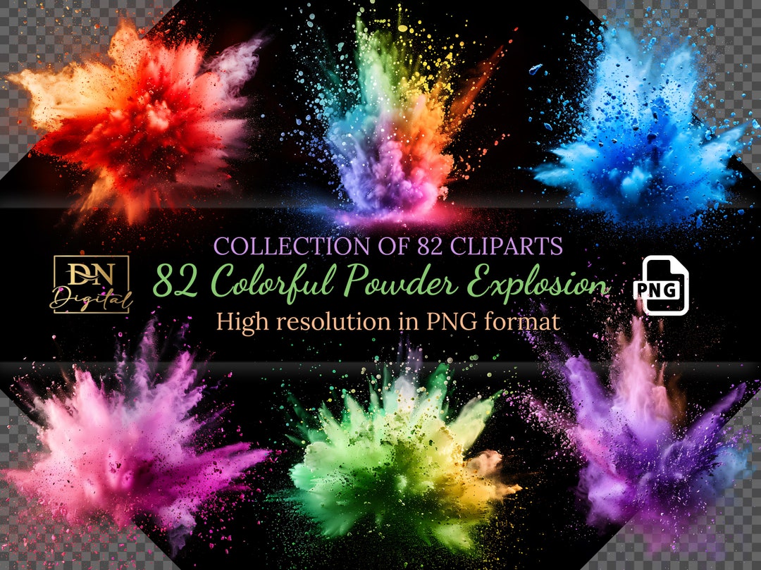 82 Colorful Powder Explosion Overlays/clipart Collection With Free ...