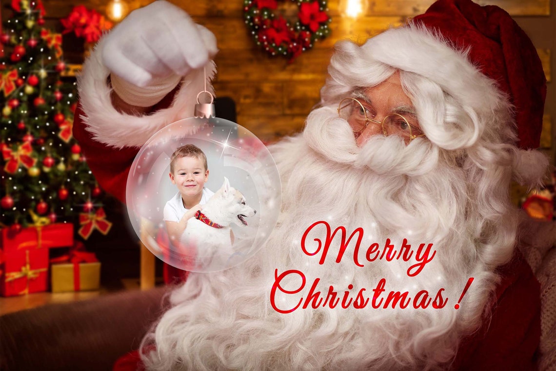 Santa Photoshop Template Santa's Christmas Tree Ornament - Etsy