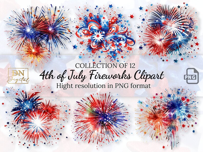 4th of July Fireworks Clipart Collection With Free Commercial - Etsy