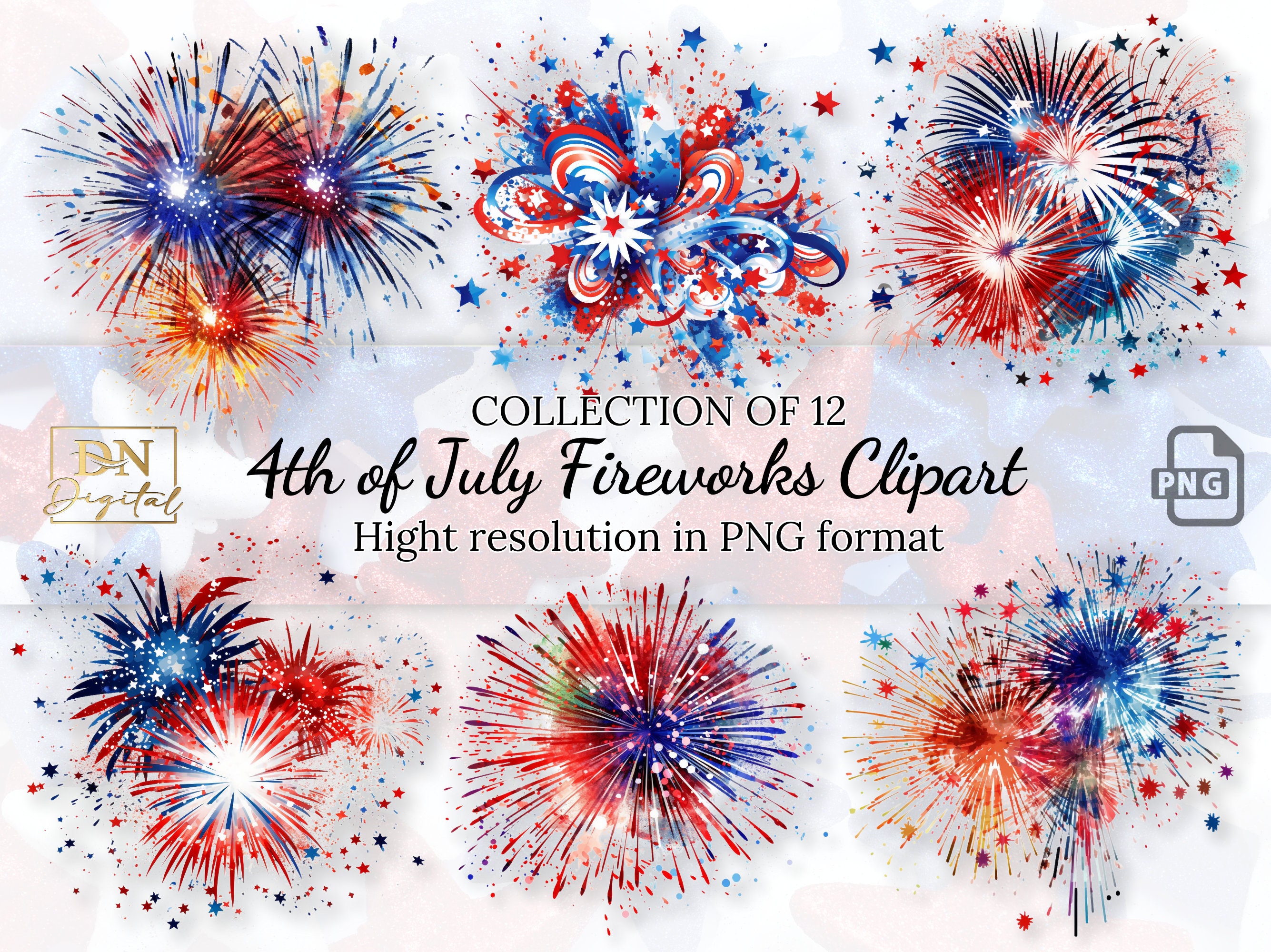 4th of July Fireworks Clipart Collection With Free Commercial - Etsy