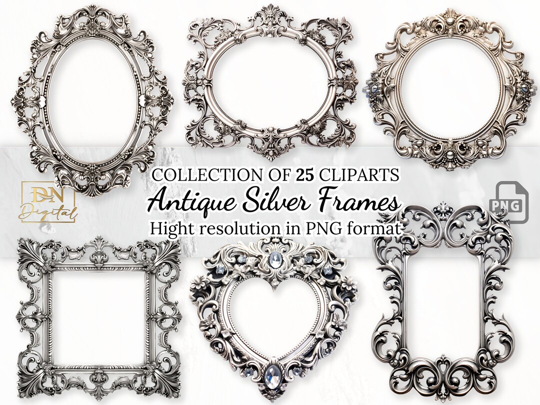 Antique Silver Frames Clipart Collection With Free Commercial License ...