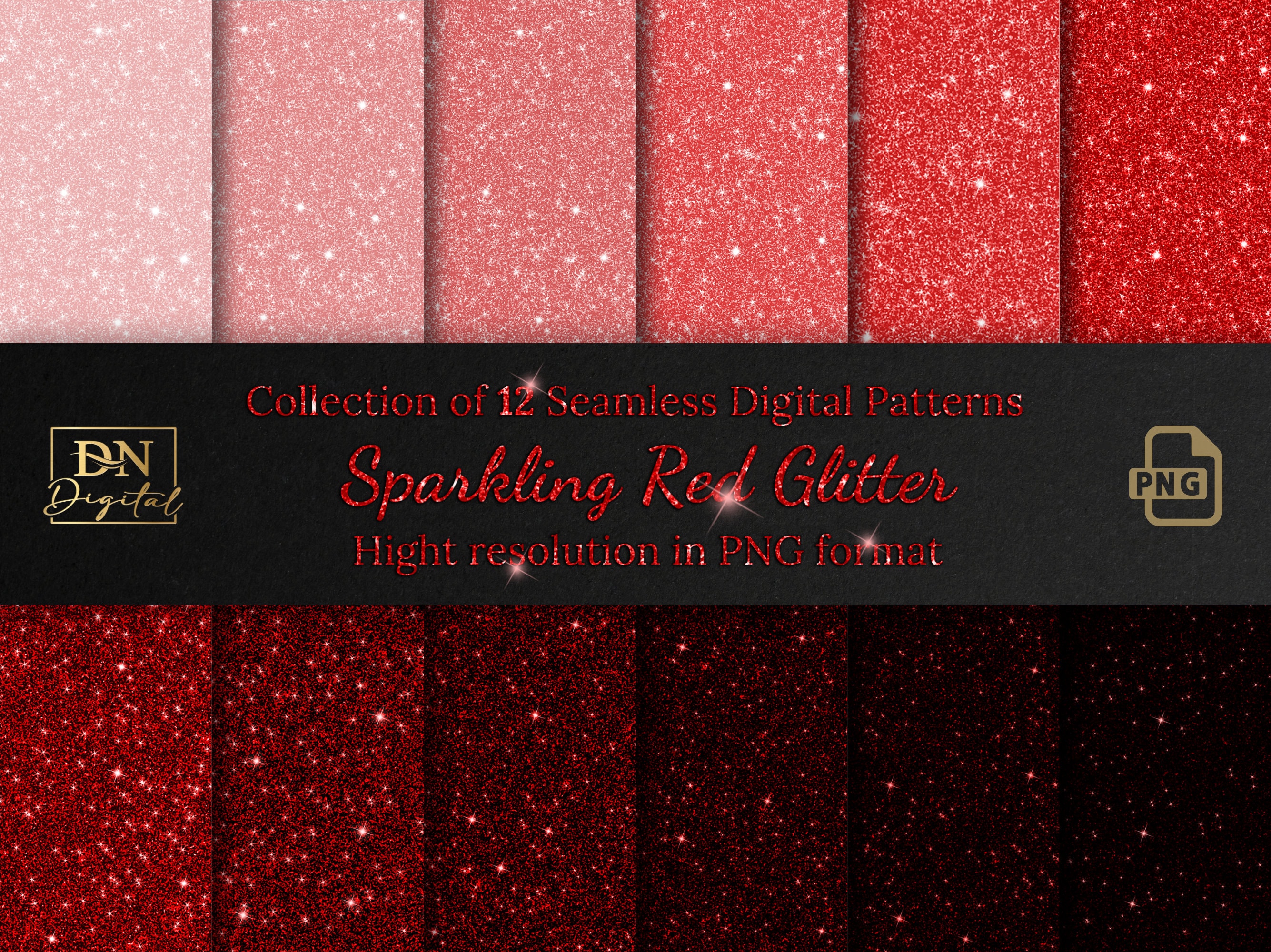 Sparkling Red Glitter Seamless Digital Patterns Collection Seamless ...