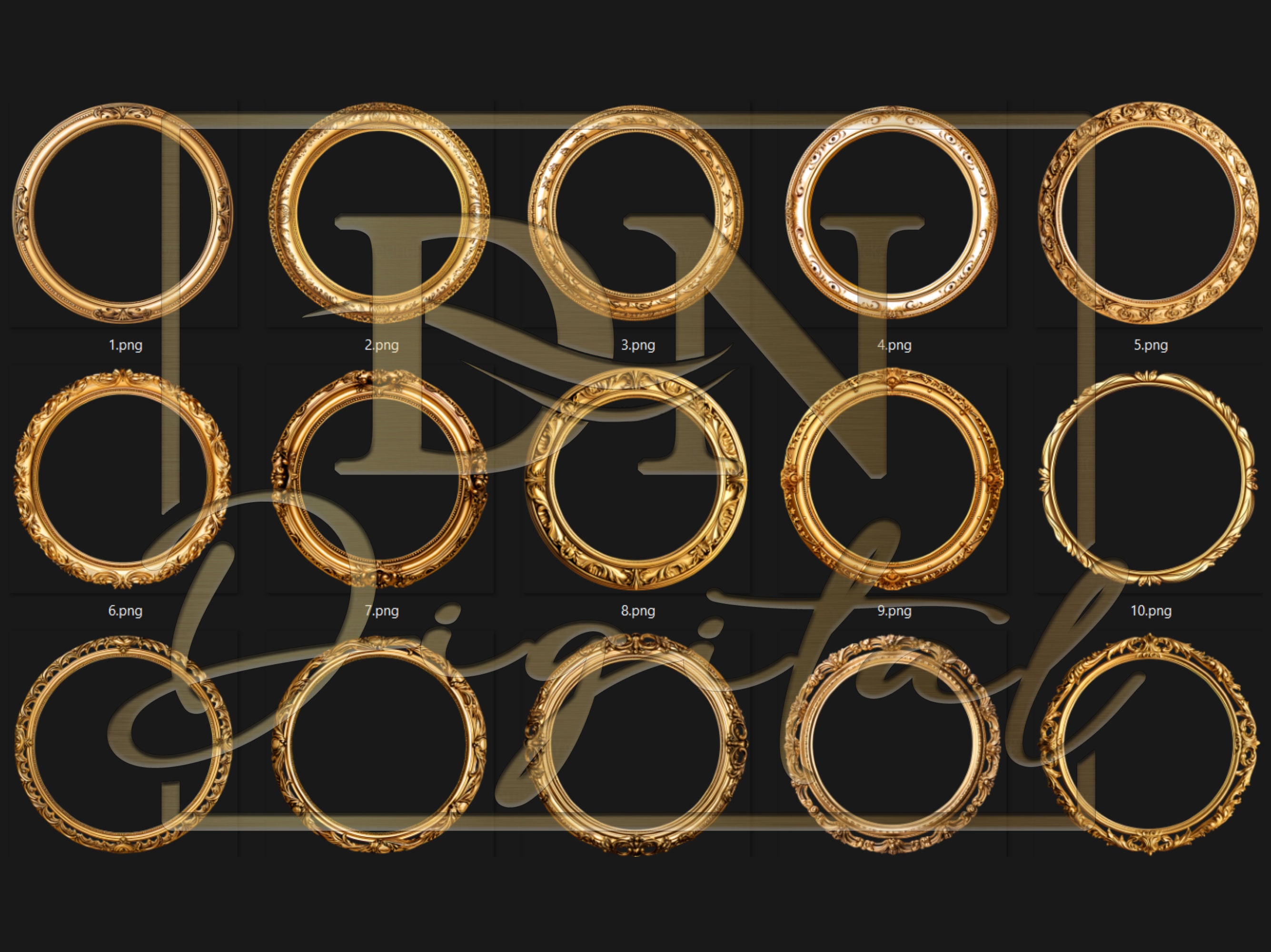 Antique Round Gold Frames Clipart Collection With Free - Etsy Australia