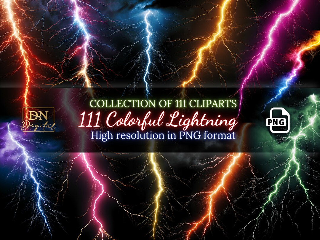 111 Colorful Lightning Overlays/clipart Collection Electrifying ...