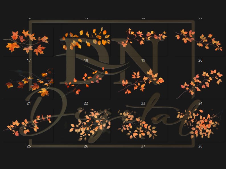 52 Fall Branches Overlays/clipart Collection • Autumn Leaves Clip Art ...