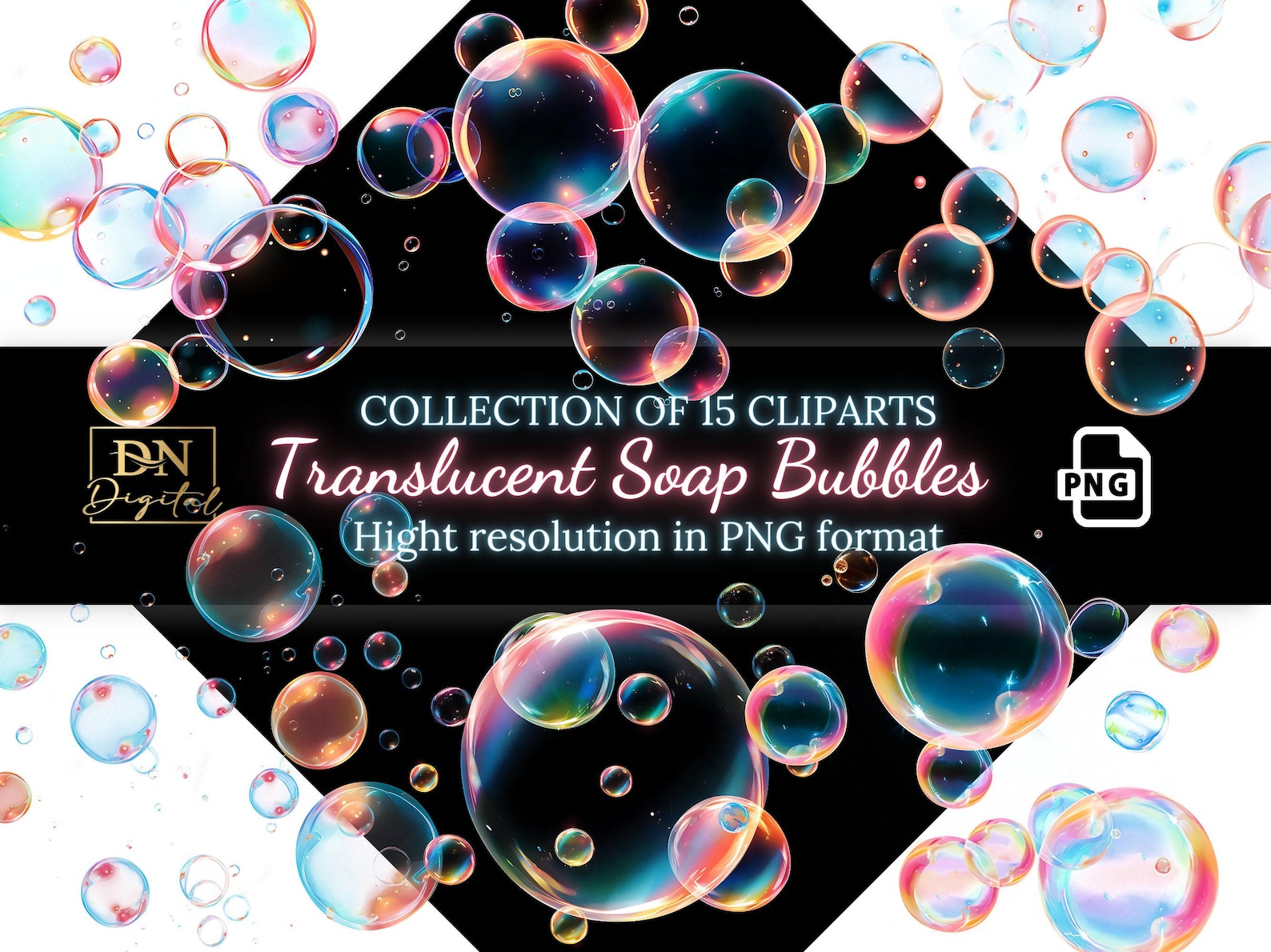 Translucent Soap Bubbles Overlays Clipart Collection • Ethereal Bubble ...