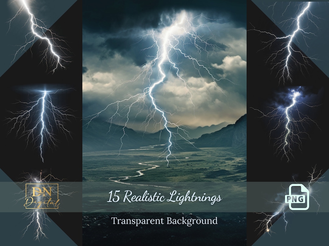 Realistic Lightning Overlays/clipart Collection Electrifying Lightning ...