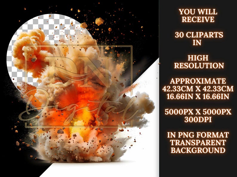 30 Explosion Overlays/clipart Collection • Vibrant Explosions for ...