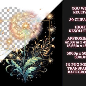 Translucent Magical Dandelions Clipart Collection • Translucent ...