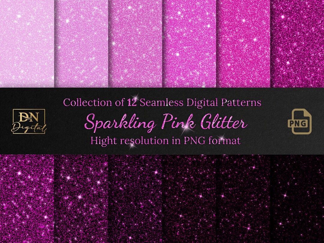 Sparkling Pink Glitter Seamless Digital Patterns Collection • Seamless ...