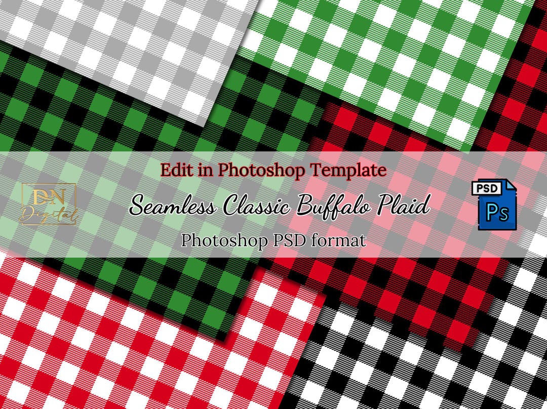 Buffalo Plaid Seamless Pattern Photoshop Template • Customizable Colors ...